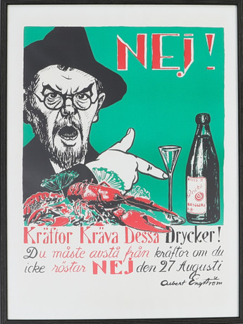 ALBERT ENGSTRÖM. Efter. affisch, "Nej". Konst - Grafik - Auctionet