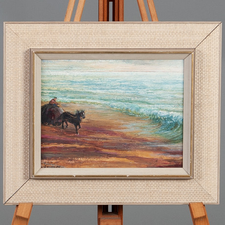 ERIK ABRAHAMSSON. Olja på pannå, signerad. Konst - Måleri - Auctionet