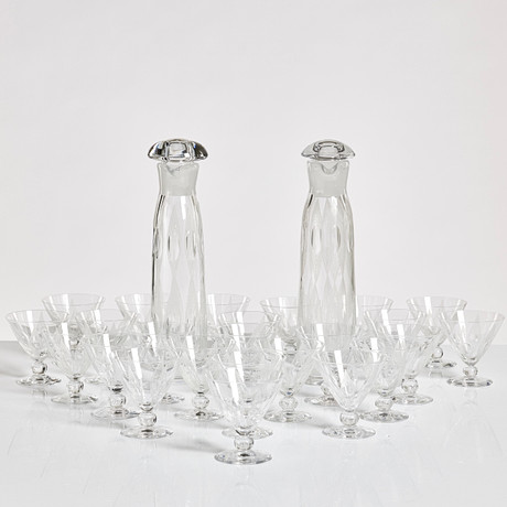 ERNEST GORDON. CARAFE and COCKTAIL GLASS, 26 dlr, 1950s, Kosta. Glass ...