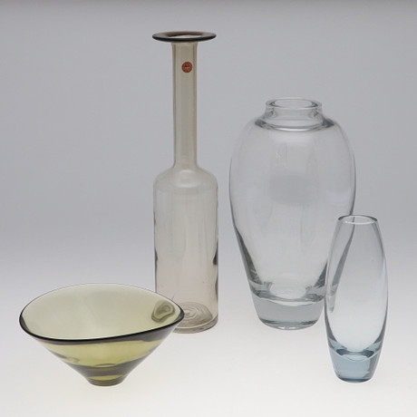 HOLMEGAARD - DANISH GLASS VASES & BOWL. Glass - Art glass - Auctionet