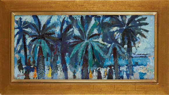 BERTIL WAHLBERG. Southern motif with palm trees, signed Wahlberg, oil ...