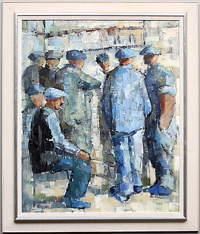 OLLE LARSSON. "Arabcafé in Marseille". Oil on canvas, signed. Art - Paintings - Auctionet