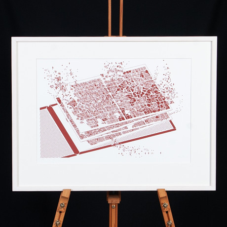 MARY OLSSON. Färgseriegrafi, "Disintegrating map", signerad, numrerad 4 ...