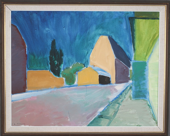 CARL KÖHLER. Gatuvy, olja på duk. signerad. Konst - Måleri - Auctionet