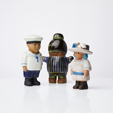 LISA LARSON. Figuriner, 3 st, Gustaf och Sigrid samt Kalle, Gustavsberg ...