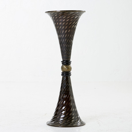 MARINA GABBIANI. Vase, Murano Italy, black glass mass with air bubbles ...