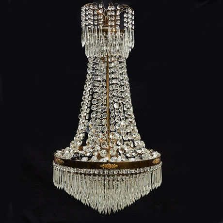 CHANDELIER, Gustavian style, 5 light points, different ground prisms ...