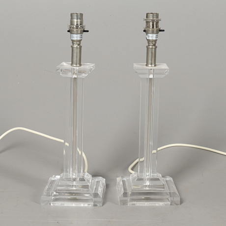 A PAIR OF ACRYLIC COLUMN TABLE LAMPS. Lighting & Lamps - Table Lamps ...
