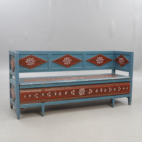 KÖKSSOFFA allmoge, målad dekor, 17/1800-tal. Allmoge - Möbler - Auctionet