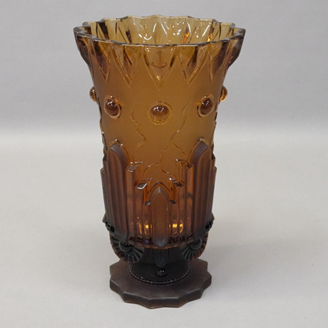EDVIN OLLERS. ELME GLASBRUK, VAS, BÄRNSTENSFÄRGAD, 1940/50 TAL. Glas ...