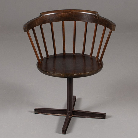 SPINNING CHAIR, stained wood, Nesto model Z9, Nässjö Stolfabrik, second ...