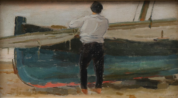 DIONÍS BAIXERAS. Attributed to. Boat and fisherman. Art - Paintings ...