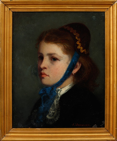 ANNA NORDGREN. Portrait of girl with hat. Oil on canvas, signed. Art ...