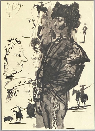 NO TITLE. LITHOGRAPHY ON PAPER. "BULLS AND BULLFIGHTERS". Art ...