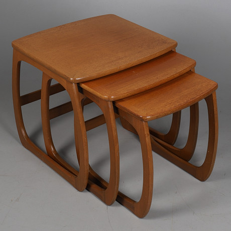 A NATHAN MID-20TH CENTURY TEAK NEST OF THREE TABLES. Furniture - Tables ...