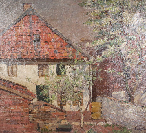CORNELIUS WAGNER (1870-1956). Oil on cardboard, Kaiserswerth. Art ...