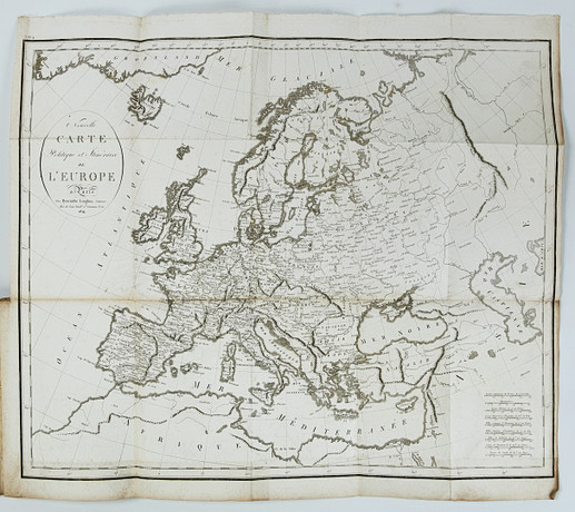 NOUVEL ATLAS PORTATIF ET ITINÉRAIRE DE L`EUROPE, Paris 1824, engraved ...