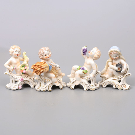 FIGURES, 4 pcs, "The four seasons", porcelain, numbered, Goebel ...