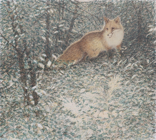 LENNART SAND. Litografi, räv i skog, signerad, numrerad 90/190, daterad ...