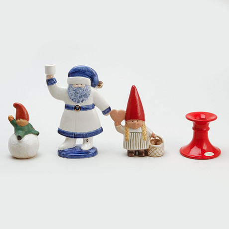 LISA LARSON. Ljusstakar, 2 st, figuriner/tomtar, 2 st, olika fabrikat ...