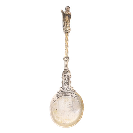 A SILVER GILT APOSTLE SPOON WITH CAST ST. THADDEUS FINIAL, 19TH CENTURY ...