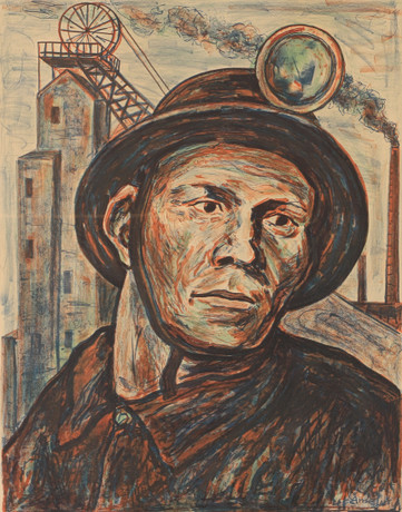 ALBIN AMELIN. Arbetare, färglitografi, signerad. Konst - Grafik - Auctionet