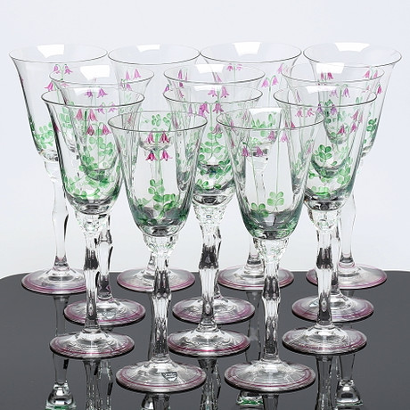 EVA ENGLUND. Vinglas, 12 stycken, "Linnea", Orrefors, 1980-tal. Glas ...