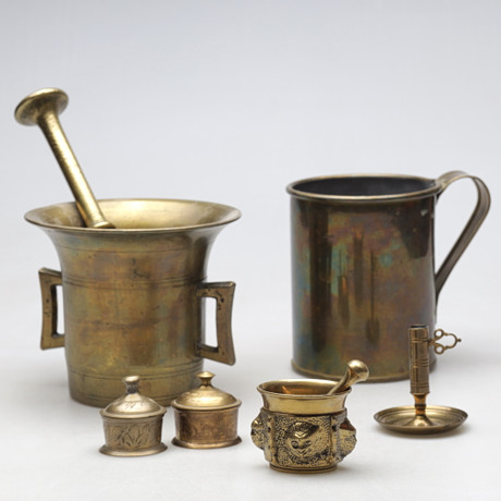 BRASS OBJECTS, 6 pcs, 1900s. Silver & Metals - Pewter, Brass & Copper ...