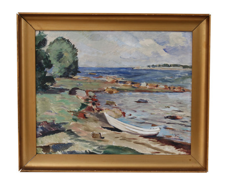 GUSTAV RUDA. Oil on Board. Coast picture, signed. Art - Paintings ...