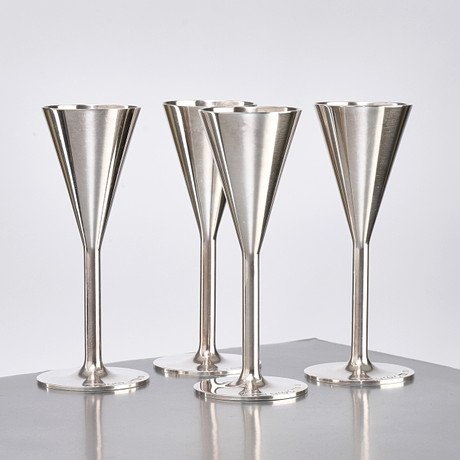 SNAPSGLAS, 4 stycken, silver, Ceson, Göteborg 1976-1979. Silver ...