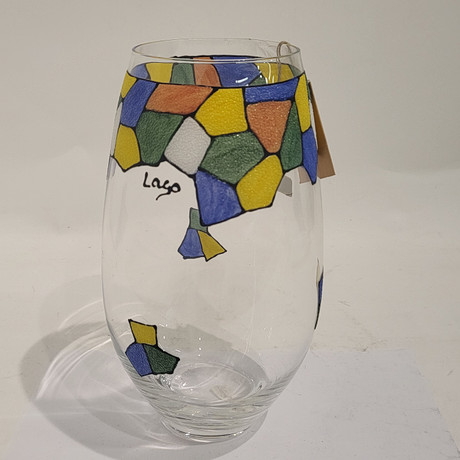GLASS VASE, SIGNED LAGO HANDPAINTED. GAUDÍ COLLECTION. Glass - Utility ...