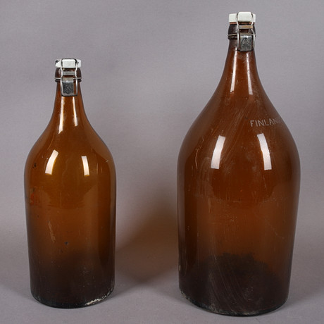 FLASKOR, 2 st, Finlands Bryggeri, Kristianstad. Glas - Bruksglas ...