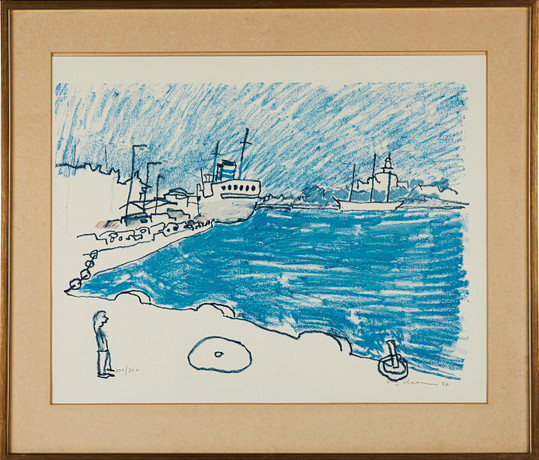 STIG CLAESSON "SLAS" (1928-2008. Motiv med Skeppsholmen, signerad och ...