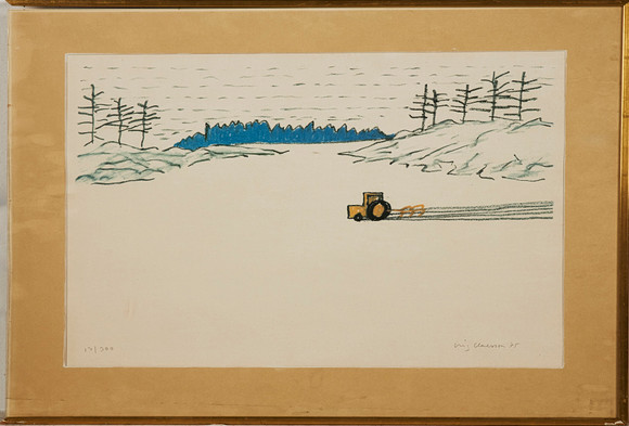STIG CLAESSON "SLAS" (1928-2008. Motiv med traktor, signerad och ...