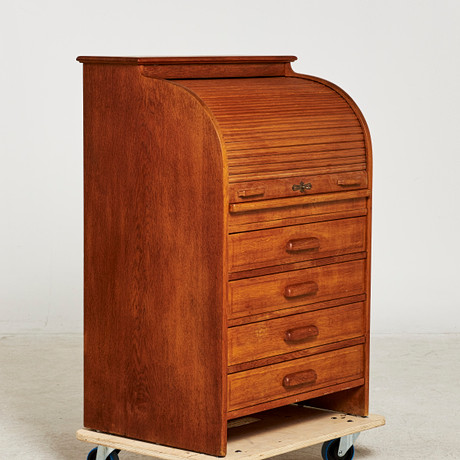 ROLLING FLAP DESK / WRITING DESK, oak, upper part with rolling flap and ...