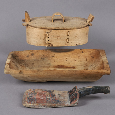 LAKAISUKORI, Kaukalo ja KLAPPTRÄ, Allmoge, puuta, 1800-luku ...