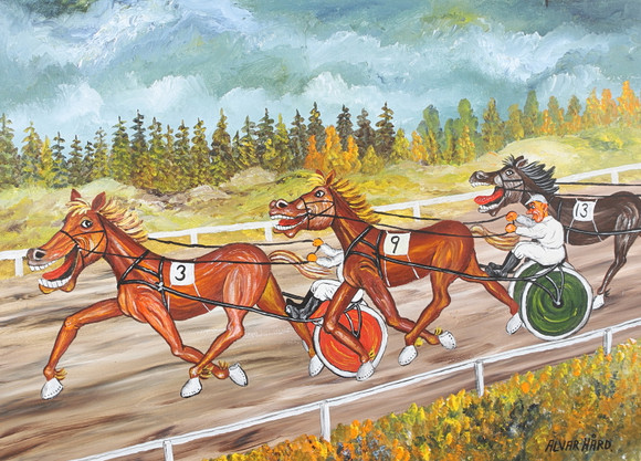 ALVAR HÅRD. oil on canvas, on the trotting track, signed. Art ...