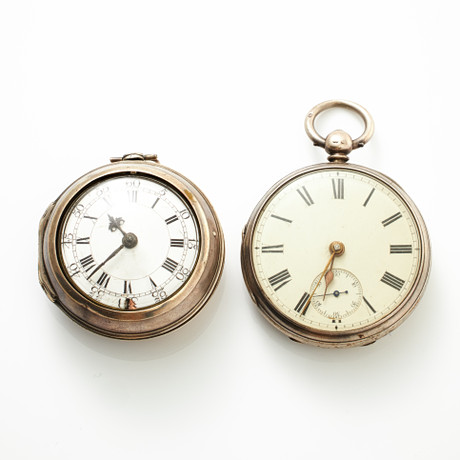 POCKET WATCH, 2 pcs, silver, England, James Wood late 18th century and ...