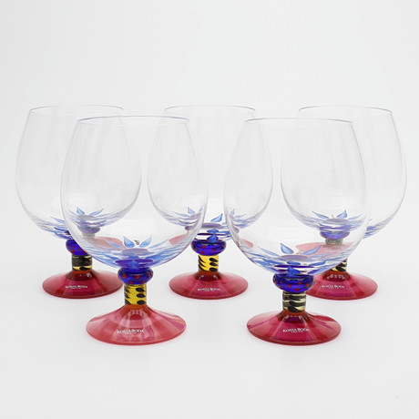 COGNAC CUPS, 5 PCS, "Palm tree", Ken Done, Kosta Boda, signed Ken Done ...