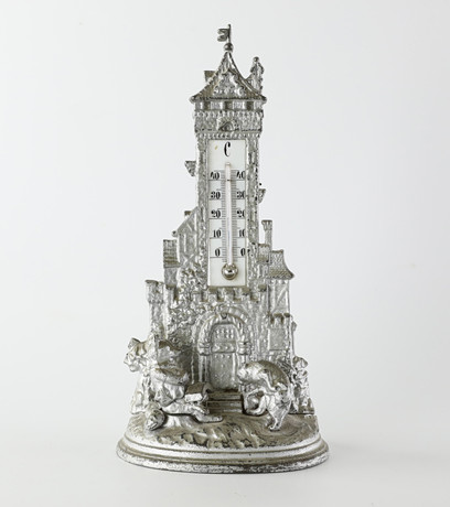 TABLE THERMOMETER, fairy tale, castle and animals, end of the 19th ...