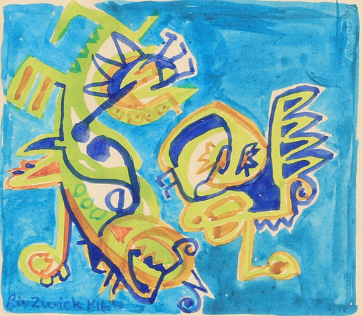LIS ZWICK. Komposition, akvarell, signerad 1964. Konst - Måleri - Auctionet
