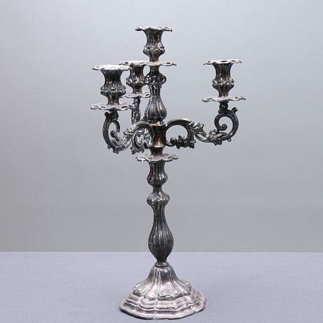 CANDELABER, nickel silver, rococo style, first quarter of the 20th ...