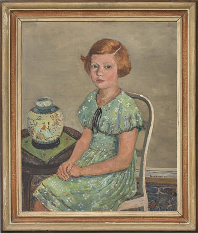 BIRGER LJUNGQUIST. Sittande flicka vid orientalisk urna, signerad och ...