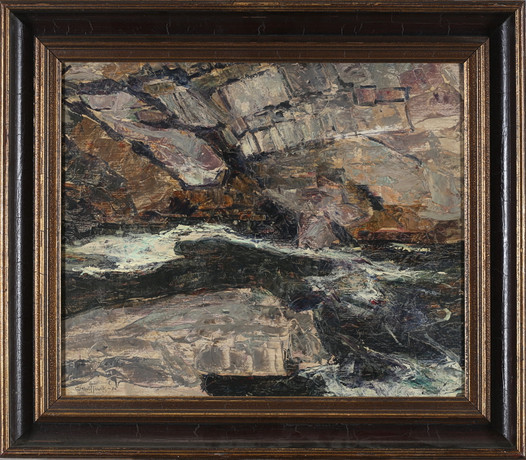 CARL HERMAN WETTERWIK (1910 - 1949). Motiv med vattendrag, olja på ...