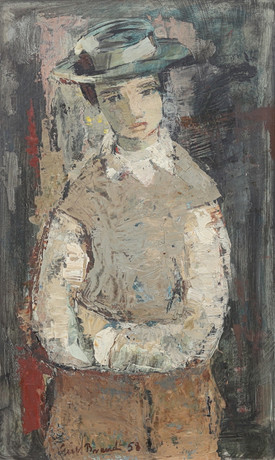 ERIK BRANDT. Woman in a hat, oil on Board, signed and dated -58. Art ...