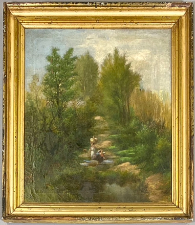 FIRMADO C. BOSCH. LANDSCAPE WITH FIGURES. OIL ON CANVAS. Art ...