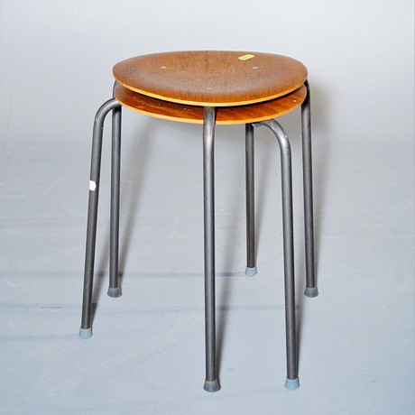Stools, 2 pcs, teak, steel tube, mid-20th century. Furniture - Other ...