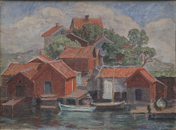 JULIE HULLGREN. OLJA på pannå, signerad, 1931. Konst - Måleri - Auctionet