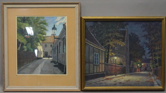 EDUARDO VALENTA. OIL ON CANVAS AND PASTEL, CULTURE IN LUND, TWO PARTS ...