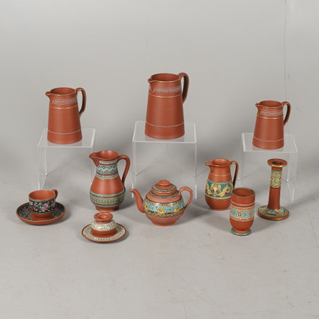 A QUANTITY OF VICTORIAN TERRACOTTA PRATTWARE POTTERY. Ceramics ...